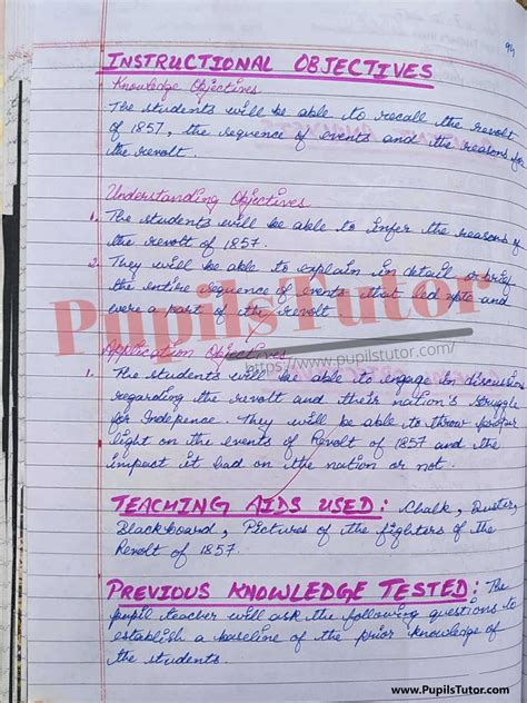 Revolt Of 1857 Lesson Plan History Class 8 In English For School