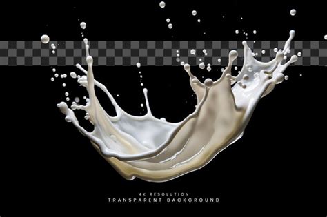 투명한 배경에 고립된 우유 스플래시 프리미엄 Psd 파일
