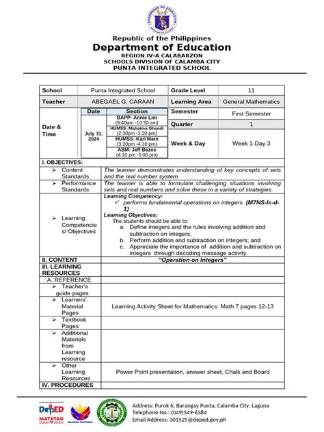 Basic Gen Math D1 W1 Pdf Integer Mathematics