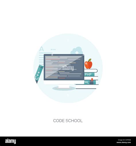 Vector Illustration Flat Background Coding Programming SEO Search Engine Optimization App