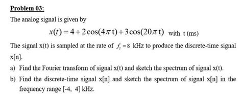 Solved The Analog Signal Is Given By Chegg Com