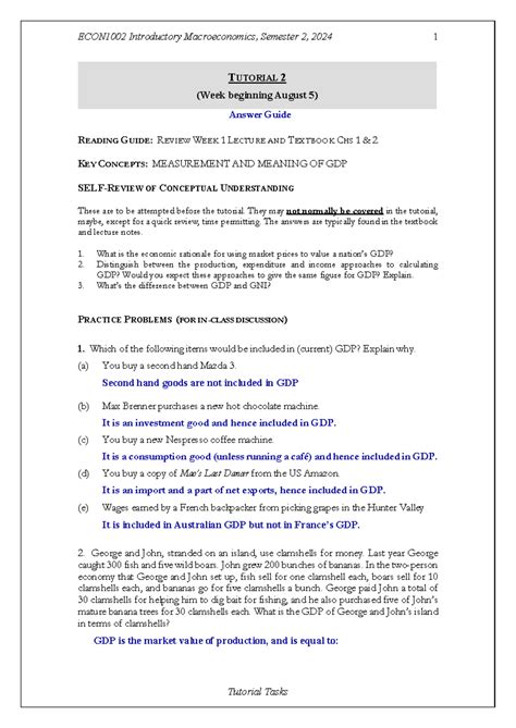 Tutorial Week Answers Answer Guide R EADING G UIDE R EVIEW W EEK LECTURE AND T EXTBOOK