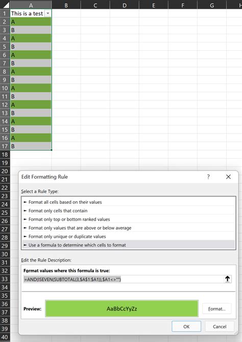microsoft excel conditional format to highlight every other row on a