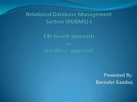 Relational Database Management System Rdbms I Pptx
