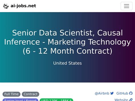 [hiring] Senior Data Scientist Causal Inference Marketing Technology 6 12 Month Contract
