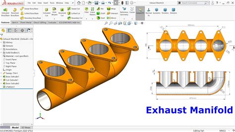 Solidworks Tutorial Exhaust Manifold Youtube