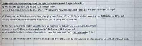 solved lemonade 123 income statement assignment and what if