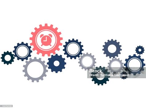 La Roue À Rouages Avec Une Horloge Symbolise Le Concept De Temps Processus Dexploitation Et De