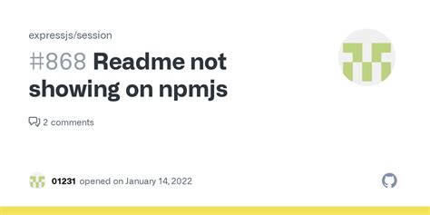 readme not showing on npmjs · issue 868 · expressjs session · github