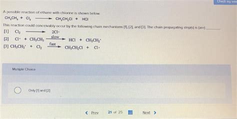 Solved Check my w A possible reaction of ethane with | Chegg.com