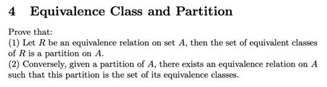 Solved 4 Equivalence Class And Partition Prove That 1 Let
