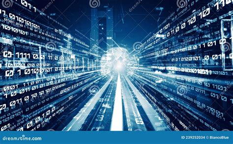 Digital Data Flow On Road In Concept Of Cyber Global Communication And Coding Stock Illustration