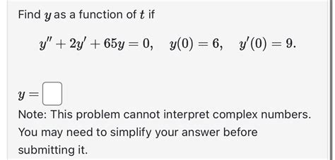 solved find y ﻿as a function of t