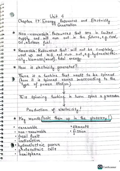 Edexcel Igcse O Level Physics Chap 17 Energy Resources And Electricity Generation Handwritten