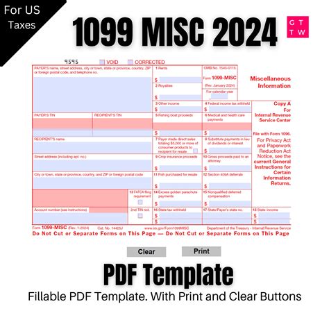 Misc Irs Forms Copy A Print Template Pdf Fillable With Clear And Print Buttons