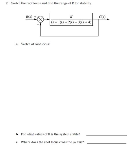 Solved 2 Sketch The Root Locus And Find The Range Of K For Chegg Com