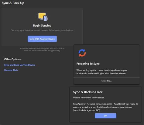 Sync And Backup Error R Duckduckgo