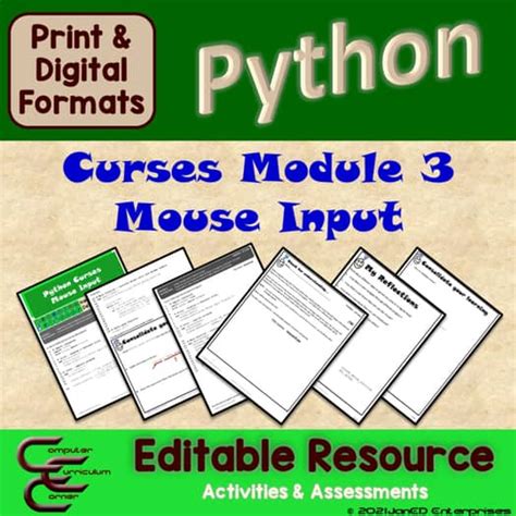 Using Mouse Input In Python Curses Editable Resource Package By