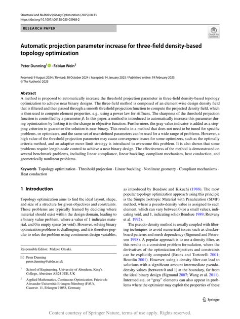 Pdf Automatic Projection Parameter Increase For Three Field Density