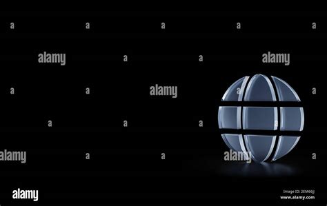 3d Rendering Of Frosted Glass Symbol Of Geographic Globe Isolated On Black Background With