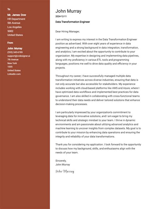 23 Data Engineer Cover Letter Samples And Examples 2026 Resumedesignai