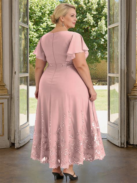 Cicinia Dusty Rose Mother Of The Bride Dress Plus Size Long Lace Chiff