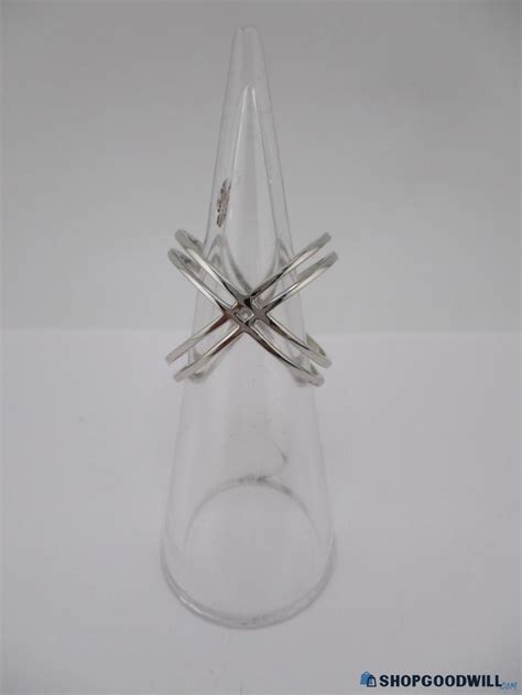 925 Sterling Silver Double Polished Criss Cross X Ring