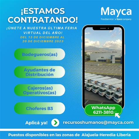 Mayca Contratando Chofer Bodega Cajero Mayca Food Service A Sysco Company