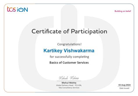 Kartikey Vishwakarma On Linkedin Tcsion Customerservice Certification Skilldevelopment