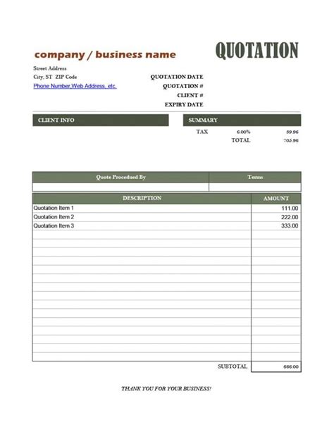Glory Standard Quotation Format In Excel Monthly Business Expense