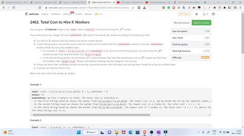 Leetcode Weekly Contest 318 Medium Total Cost To Hire K Workers
