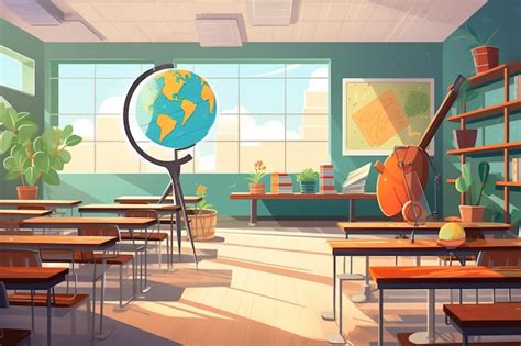 School Classroom In Anime Style Premium Ai Generated Image
