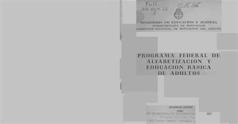 Programa Alfabetizacion Y Basica De Adultos · Niveles Modalidades Y