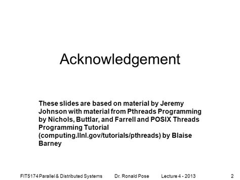 Fit5174 Parallel And Distributed Systems Dr Ronald Pose Lecture Fit5174 Distributed And Parallel