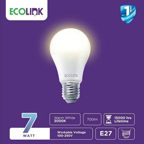 Jual Ecolink Lampu Bohlam Led Bulb W Kuning Warm White Shopee Indonesia