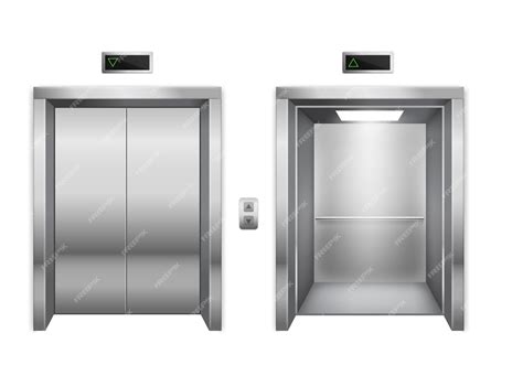 엘리베이터 폐쇄 및 개방형 크롬 금속 리프트 도어 현대적인 승객 또는 화물 리프트 로비 디자인 내부의 현대적인 디자인 사무실