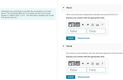 Solved Astronauts Use A Centrifuge To Simulate The