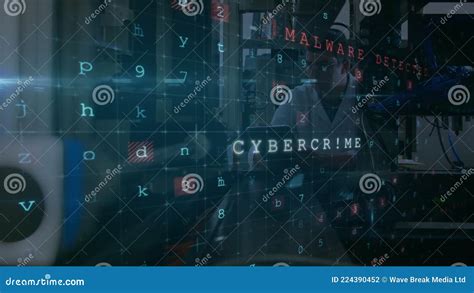 Animation Of Cyber Attack Warning Over Woman With Man Using Computer Stock Footage Video Of