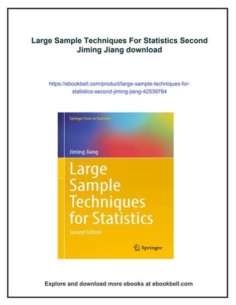 Large Sample Techniques For Statistics Second Jiming Jiang Pdf