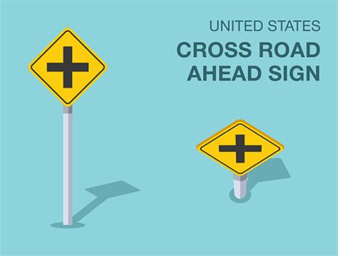 Traffic Regulation Rules Isolated United States Cross Road Ahead Sign