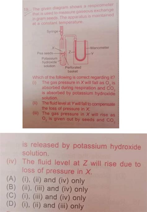 The Given Diagram Shows A Respirometer That Is Used To Measure Gaseous Ex