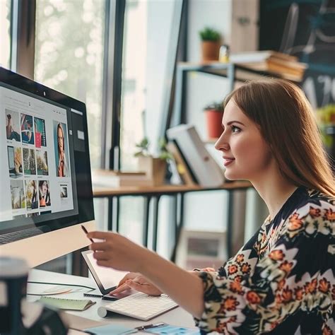 Beautiful Smart Female Editor Working On A Magazine Premium AI Generated Image