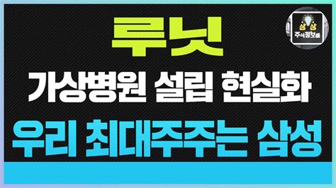 루닛 루닛전망 루닛주가전망 가상병원 설립 현실화 우리 최대주주는 삼성 루닛 루닛주가 루닛전망 루닛주가전망 Ai Youtube