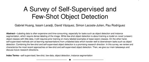 蒙特利尔最新《自监督少样本目标检测》，20页pdf131系统性阐述少样本和自监督的目标检测研究进展 智源社区