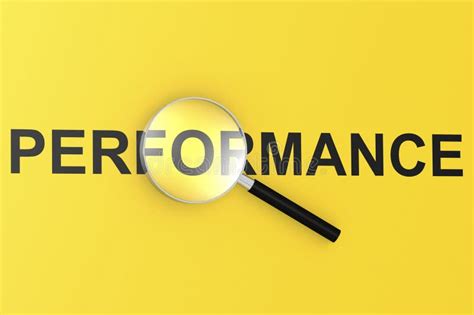 Performance Word With Magnifying Glass Stock Illustration