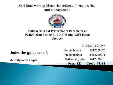 Enhancement Of Performance Parameter Of Pmdc Motor Pptx