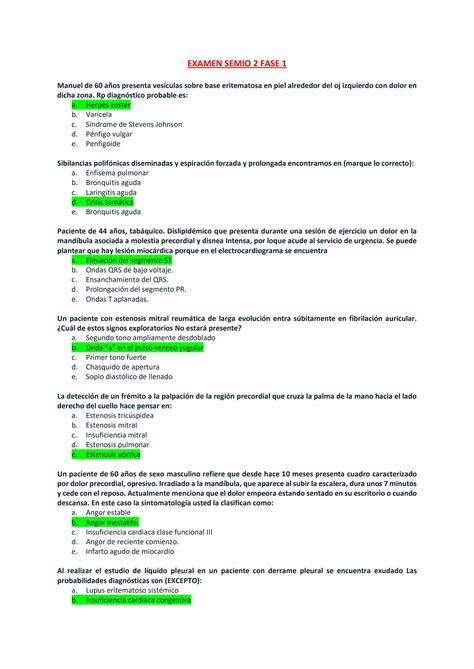 SOLUTION: Examen modelo semiologia - Studypool