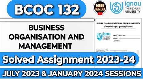 Bcoc 132 Solved Assignment 2023 24 Business Organisation And Management Bcoc132 Bcoc