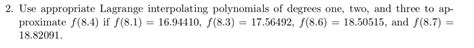 Solved 2 Use Appropriate Lagrange Interpolating Polynomials