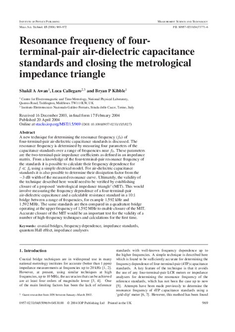 Pdf Resonance Frequency Of Four Terminal Pair Air Dielectric Capacitance Standards And Closing Pdf Resonance Frequency Of Four Terminal Pair Air Dielectric Capacitance Standards And Closing